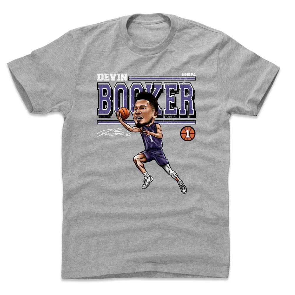 Devin Booker Phoenix Suns 500 Level NBA Cartoon T-Shirt - Grey | US Sports HQ
