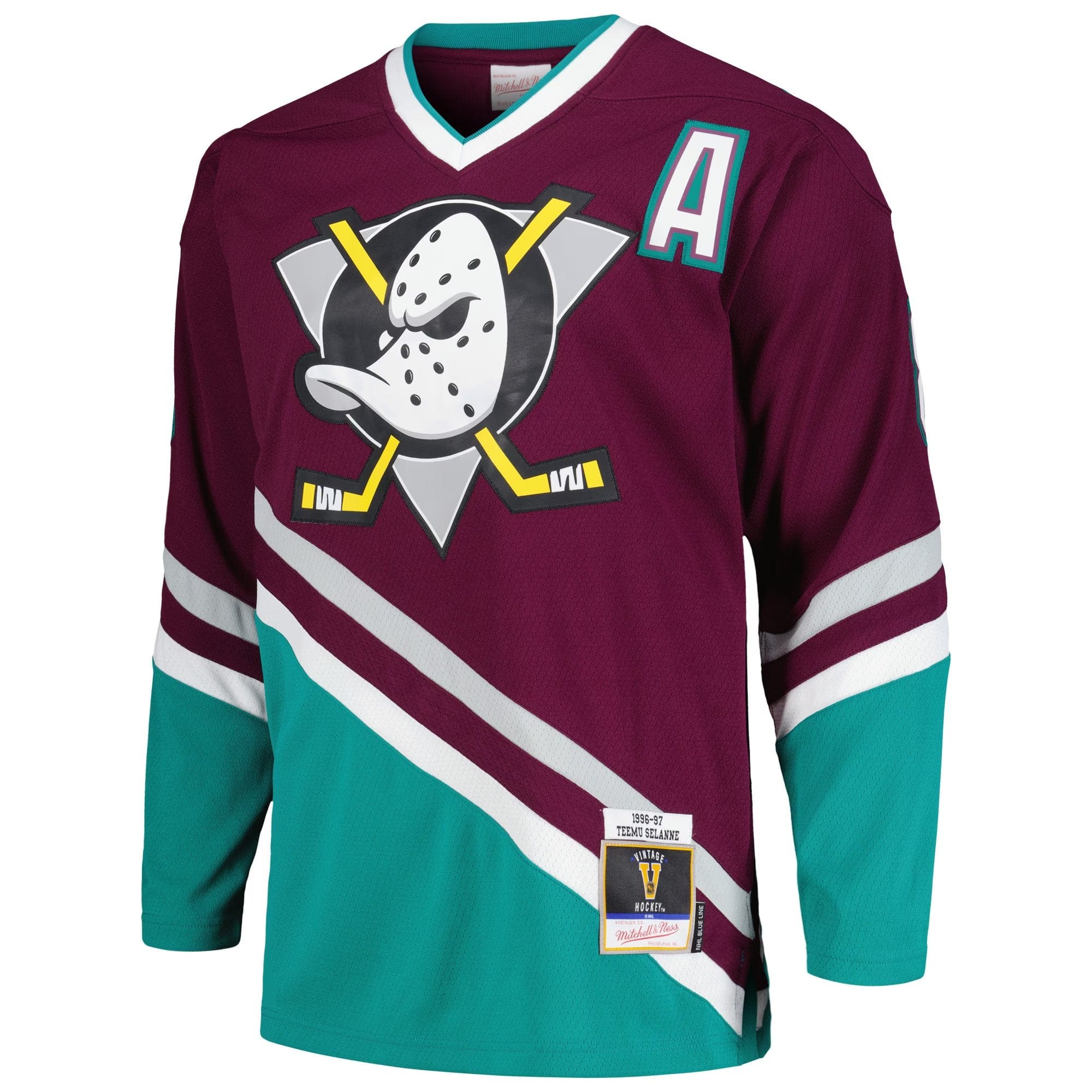 Teemu Selanne Anaheim Ducks Mitchell & Ness NHL 96 Blue Line Jersey ...