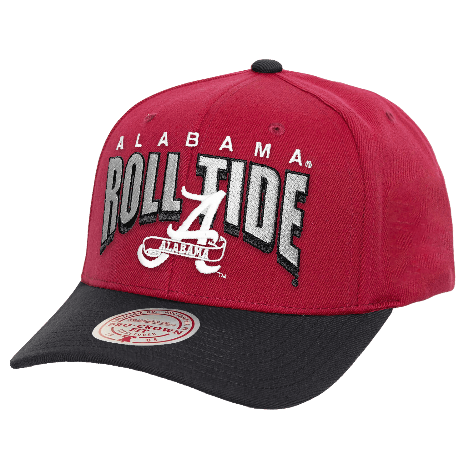 Alabama Crimson Tide Mitchell & Ness NCAA Boom Text Snapback Hat - Red ...