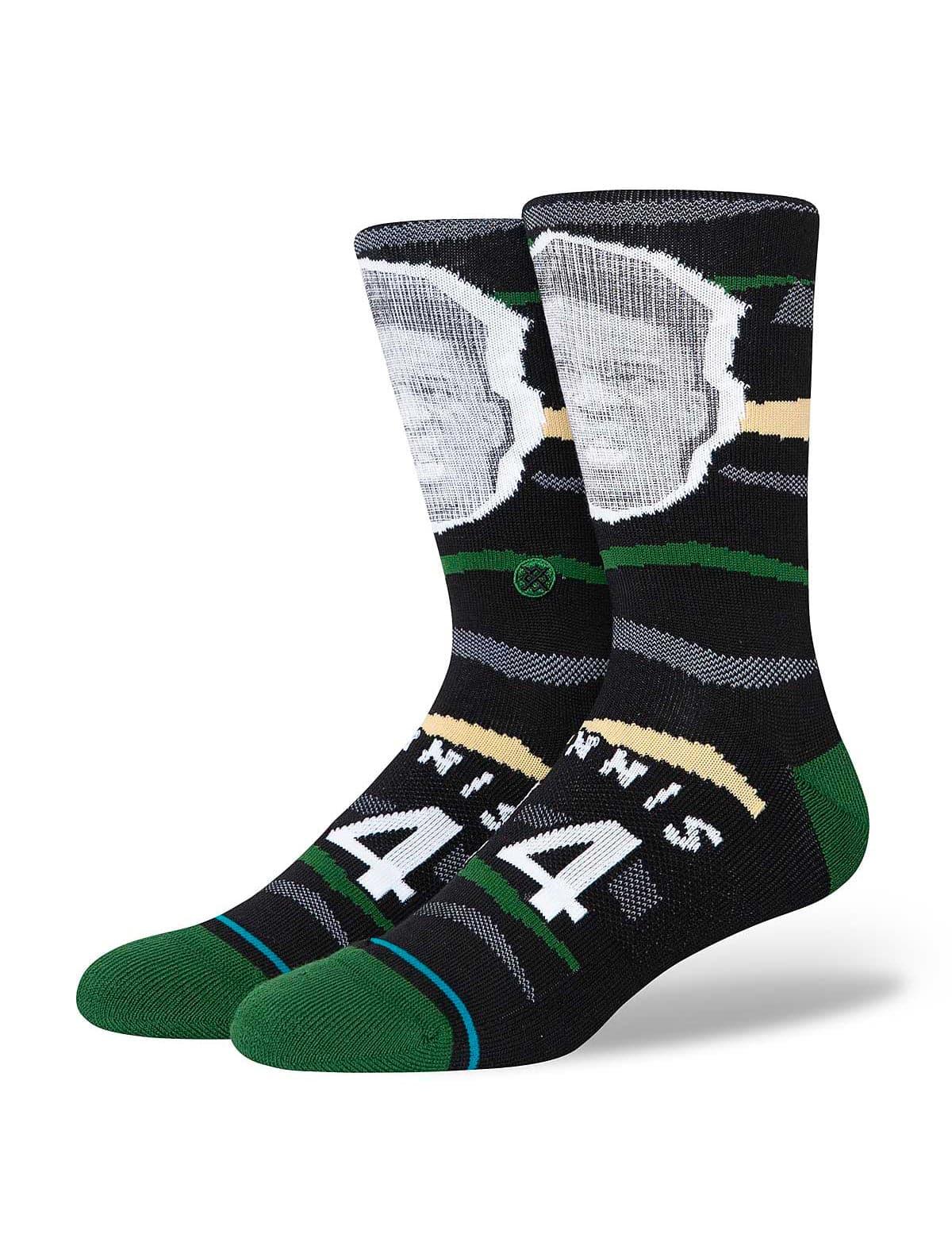 Giannis Antetokounmpo Milwaukee Bucks Stance NBA Faxed Crew Socks - Bl ...