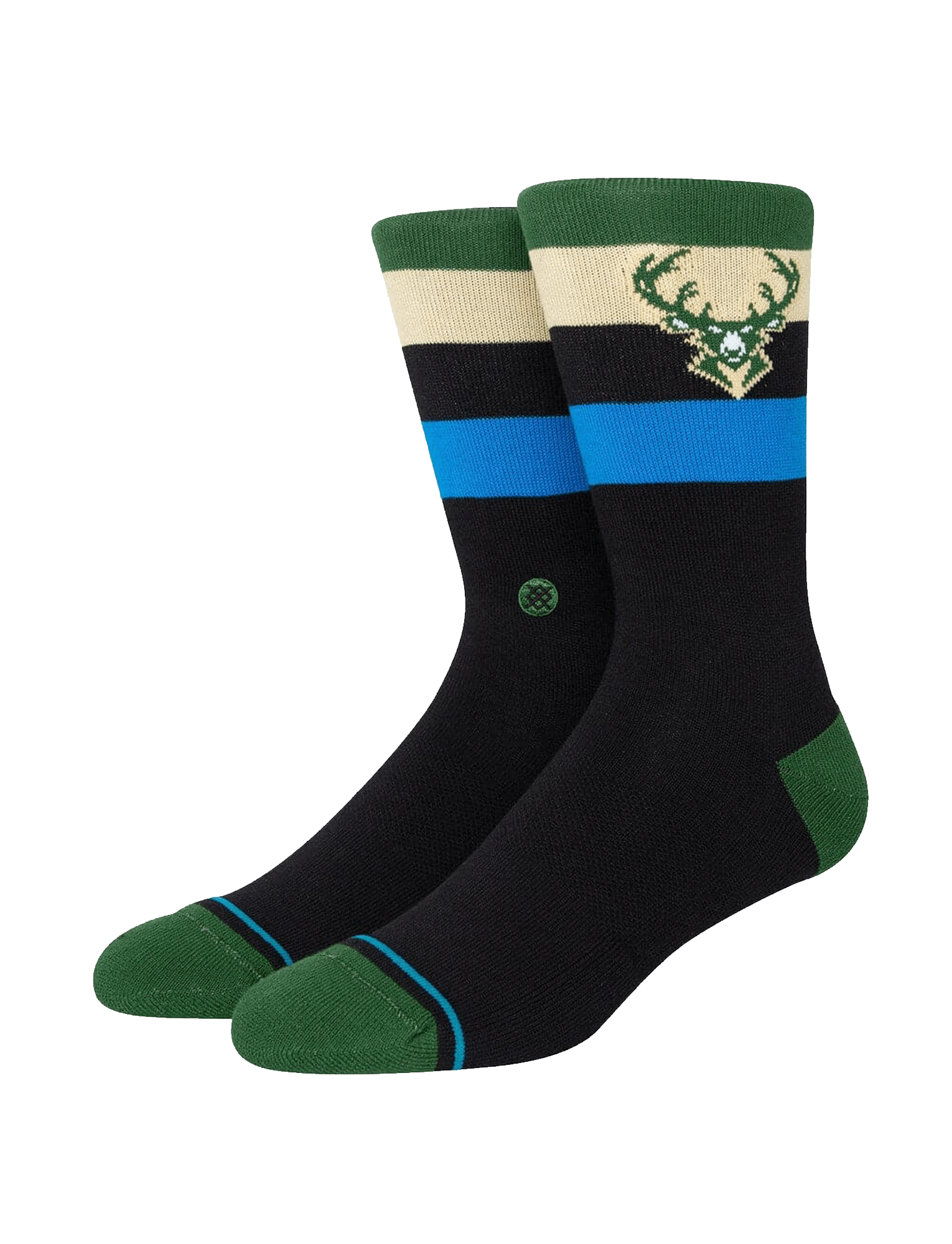 Milwaukee Bucks Stance NBA Team Stripe Crew Socks - Black | US Sports HQ