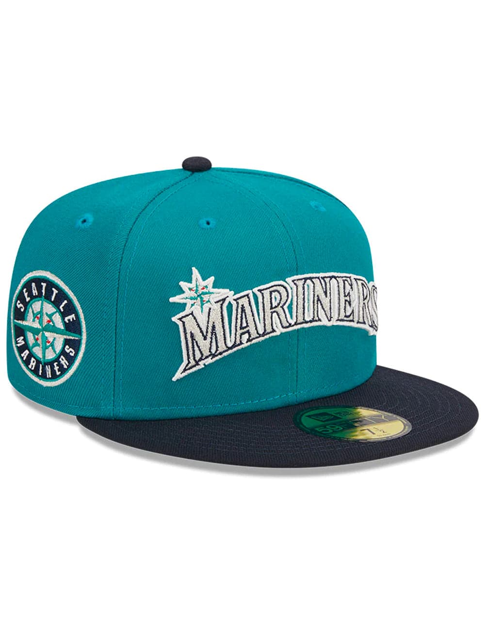 Seattle Mariners New Era MLB Retro Script 59FIFTY Fitted Hat - Green ...