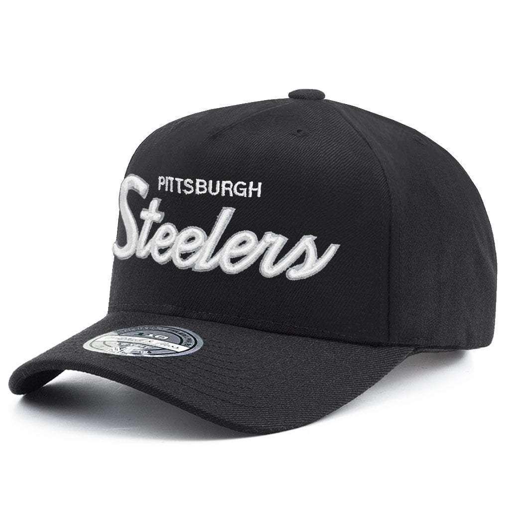 Pittsburgh Steelers Mitchell & Ness NFL Script 110 Curve Snapback Hat ...