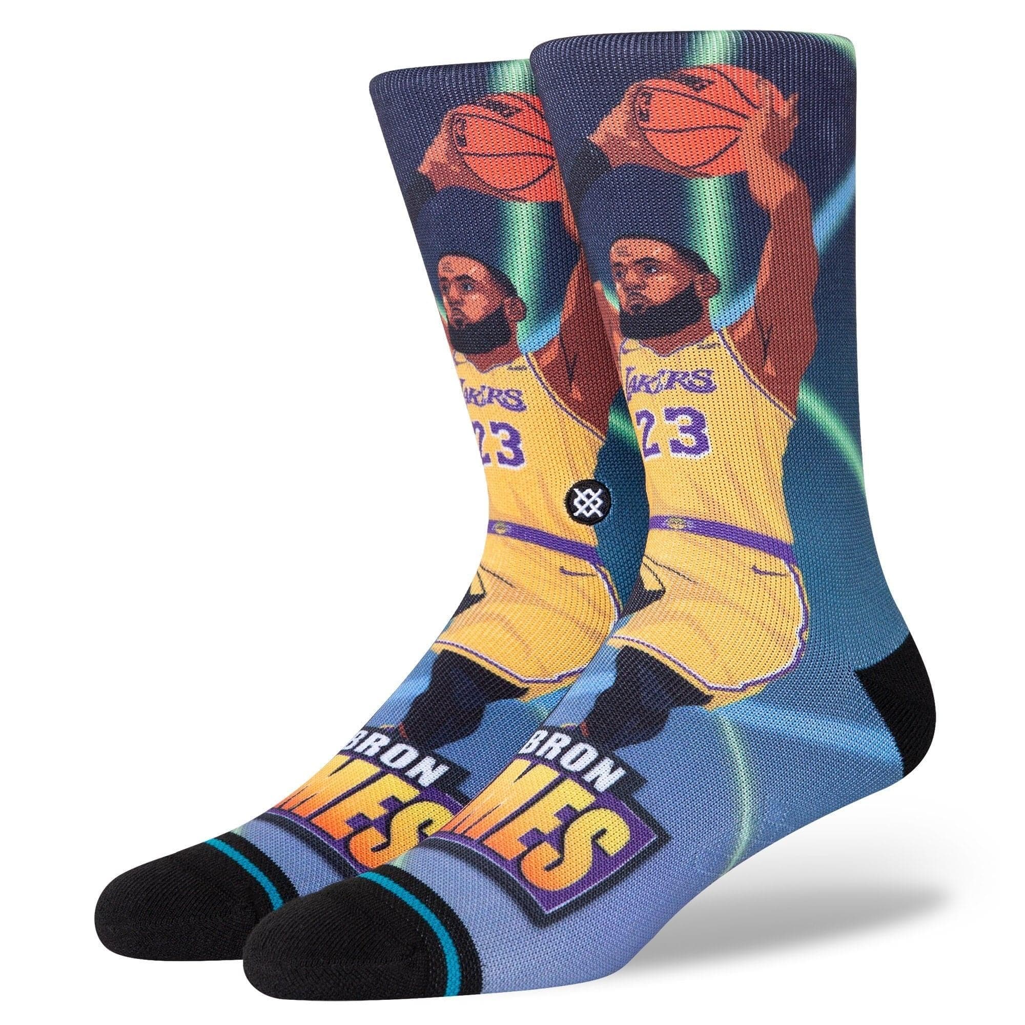 LeBron James Los Angeles Lakers Stance NBA Fast Break Player Crew Sock ...