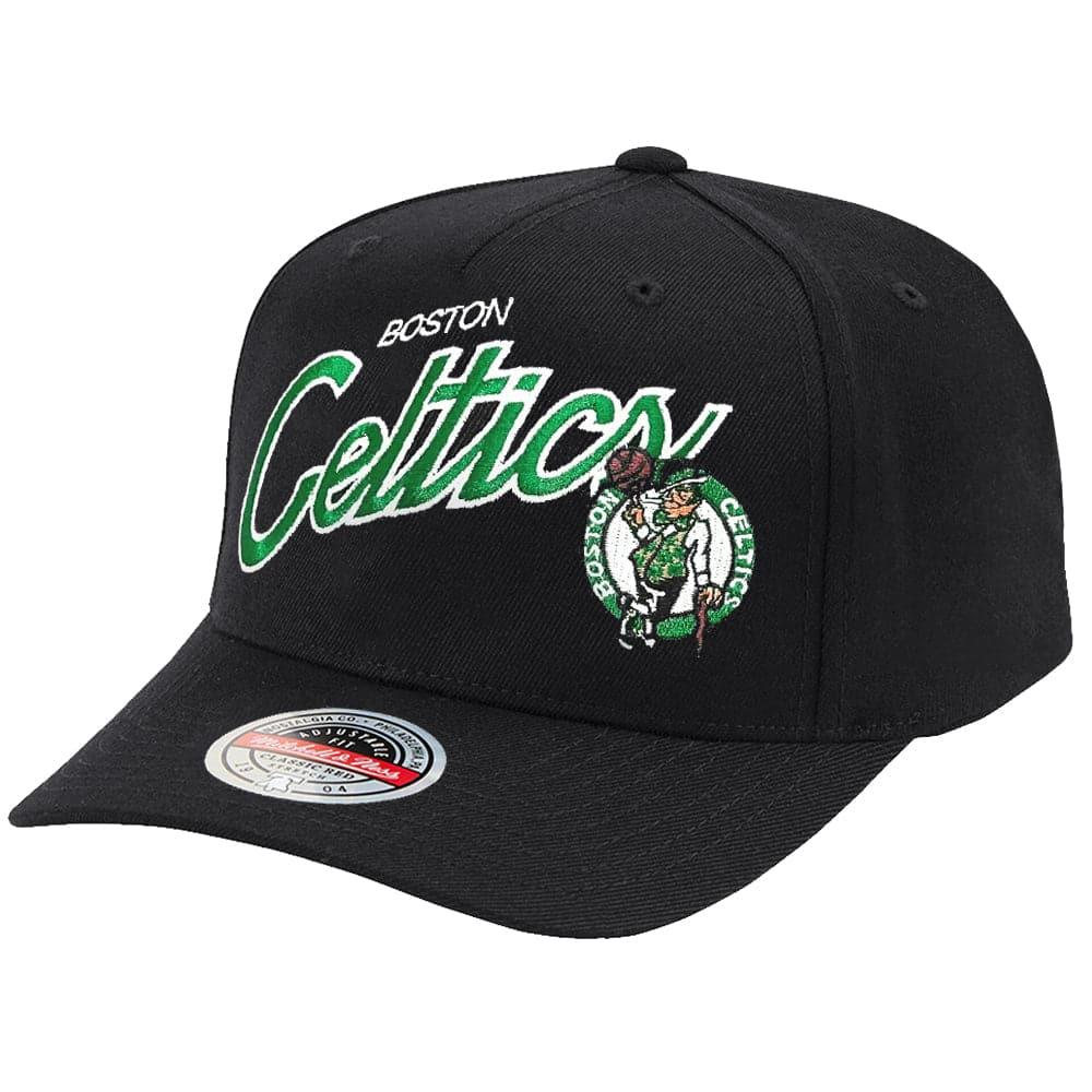 Boston Celtics Mitchell & Ness NBA Logo Script Classic Red Snapback Ha ...