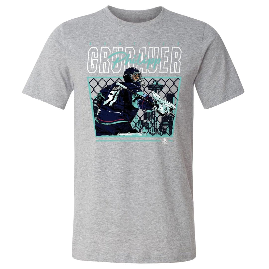 Philipp Grubauer Seattle Kraken 500 Level NHL Cage T-Shirt - Heather G ...