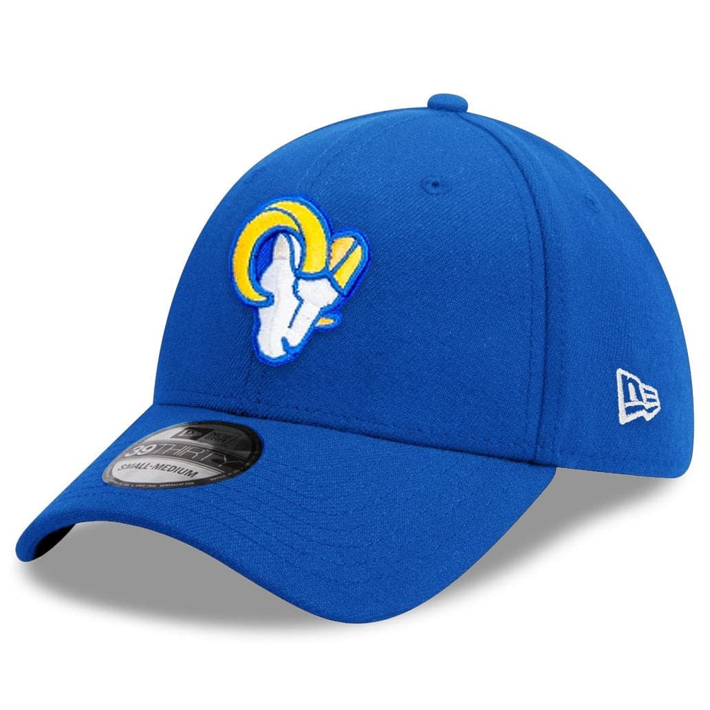Los Angeles Rams New Era NFL Team 39THIRTY Flex Fit Curve Hat - Blue ...