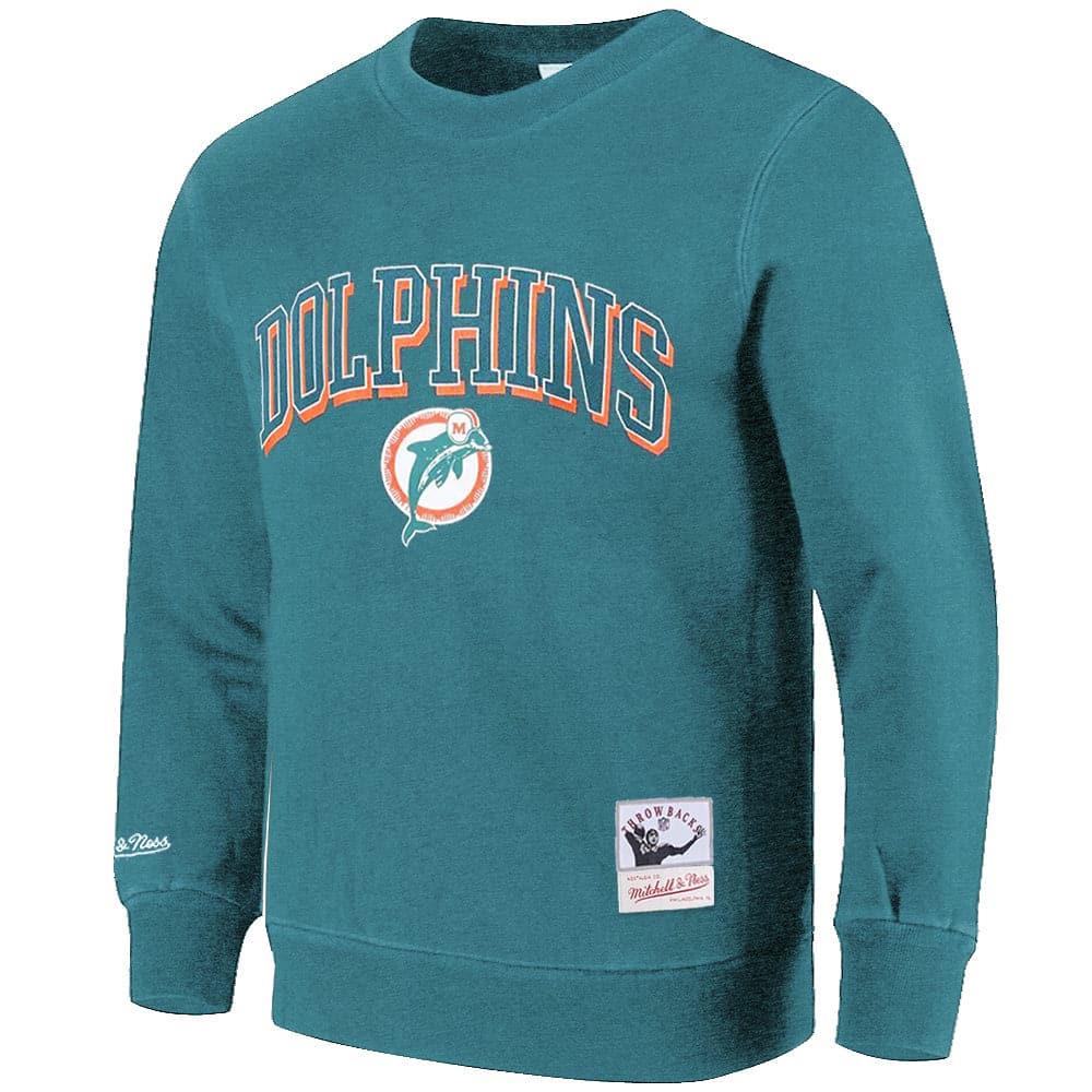 Miami Dolphins Mitchell & Ness NFL Keyline Vintage Crew Jumper - Faded ...