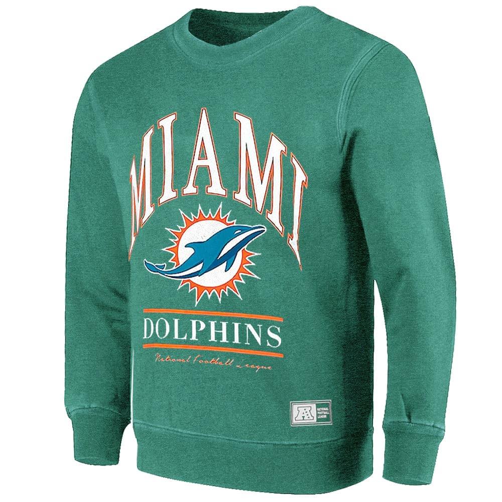 Miami Dolphins Majestic NFL Vintage Arch Crew Jumper - Faded Teal | US ...