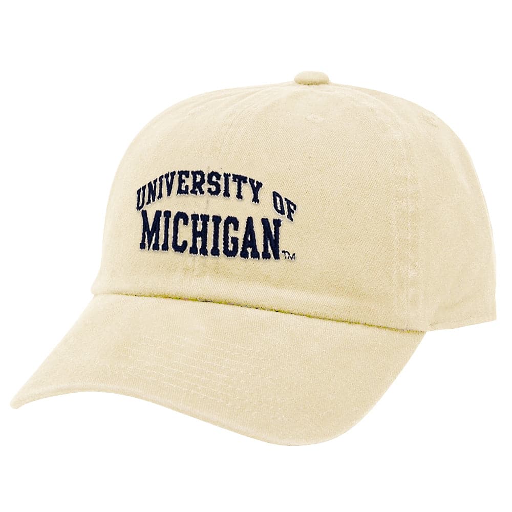 Michigan Wolverines USL NCAA Pastel Arch Strapback Dad Hat - Washed Ye ...