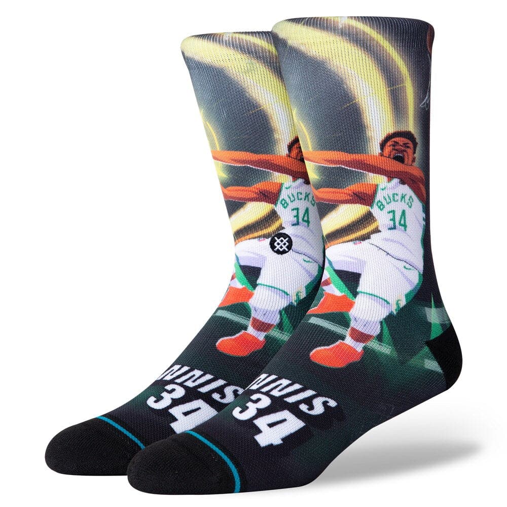 Giannis Antetokounmpo Milwaukee Bucks Stance NBA Rise Crew Socks | US ...